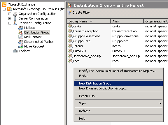 Exchange – Creare un Gruppo per l’inoltro di E-mail a destinatari ...